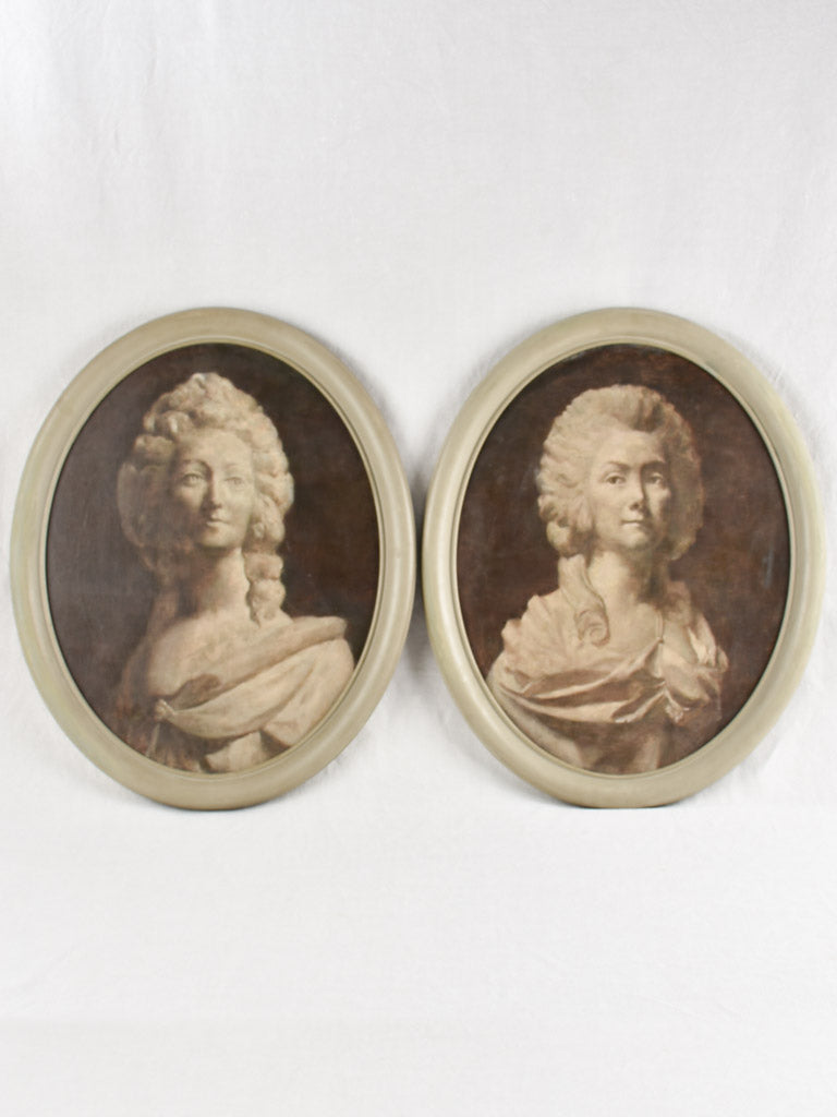 Pair of 19th century oval portraits 25½" – Chez Pluie