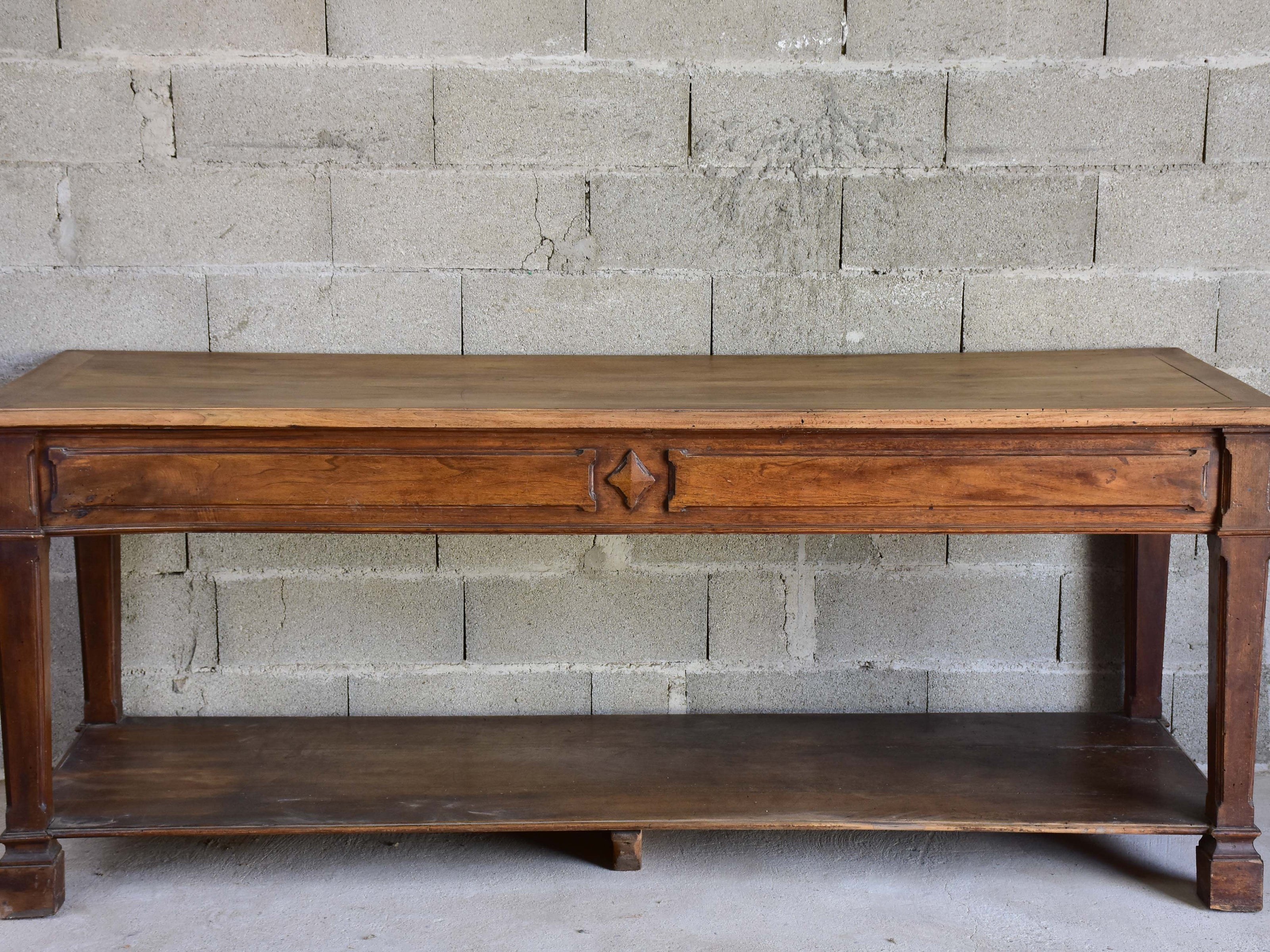 Antique French drapery table with beautiful carved details