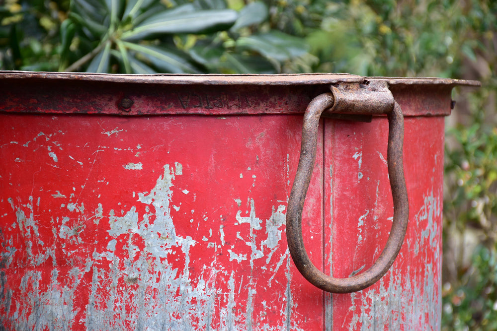 Industrial French bucket from the 1940's with red patina