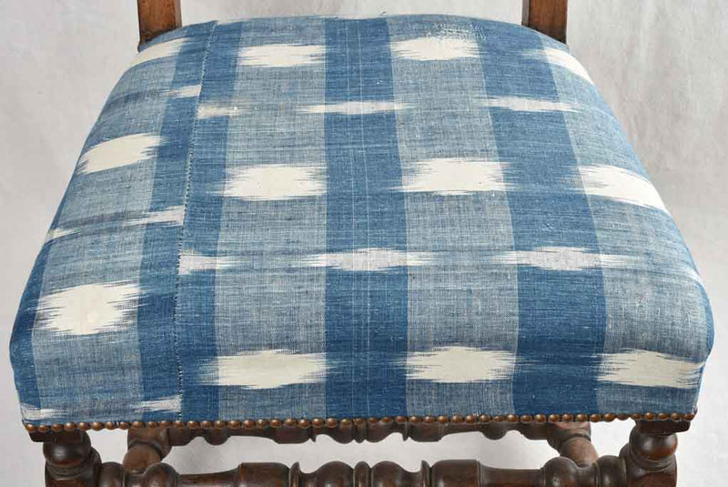 17th century ladderback chair with blue toile de Nîmes upholstery ...