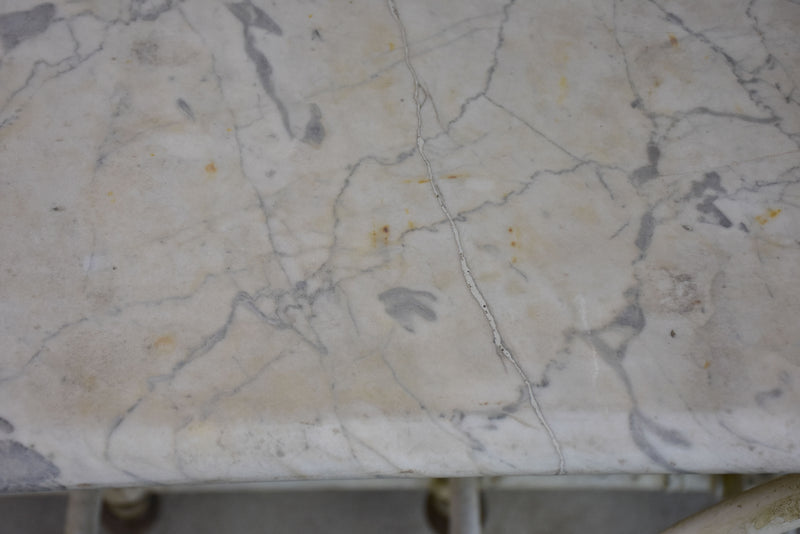 Antique French marble butcher's table with cast iron stand on wheels ...