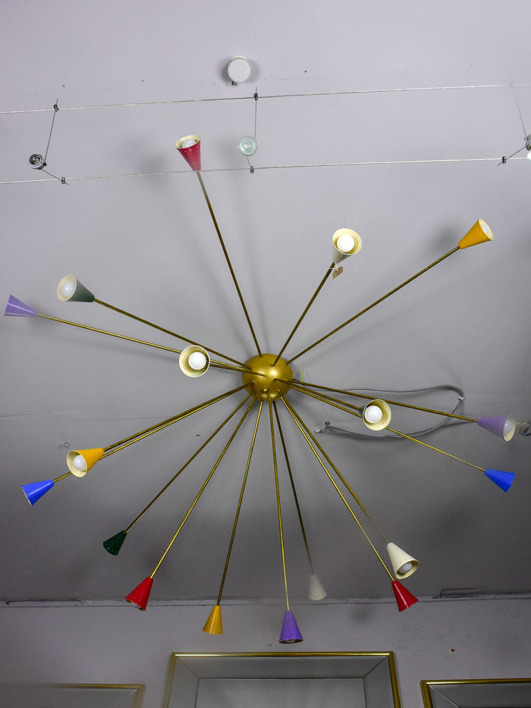 Very large multi-color Italian Sputnik ceiling light - Stilnovo re-edi ...