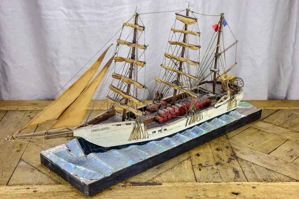 Antique French model boat, 'Vigilante' - ex voto