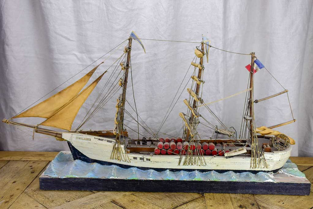 Antique French model boat, 'Vigilante' - ex voto