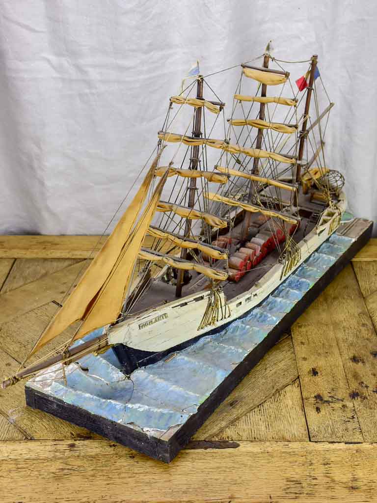 Antique French model boat, 'Vigilante' - ex voto