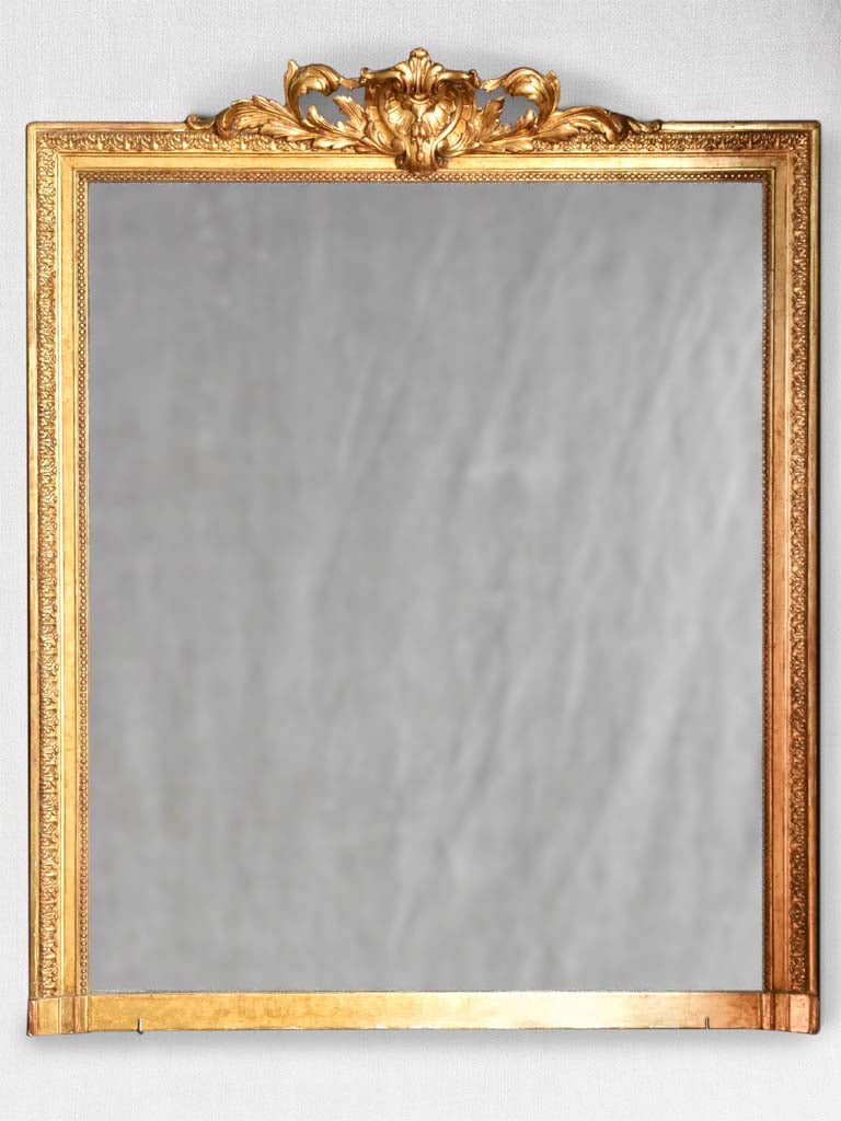 Large Louis XVI style mirror w/ gilded frame & crest 63" x 49½"