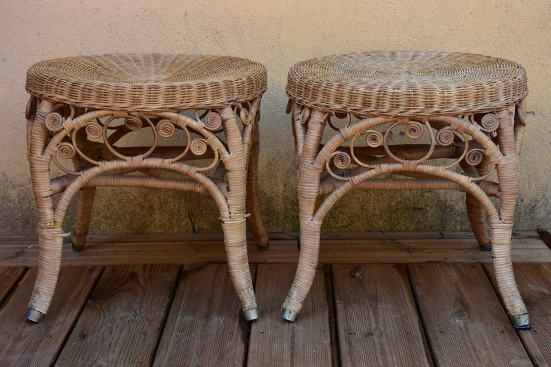 Pair of French vintage cane stools – Chez Pluie