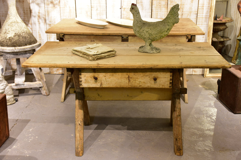 Farm table, cross-braced legs, late-19th-century – Chez Pluie