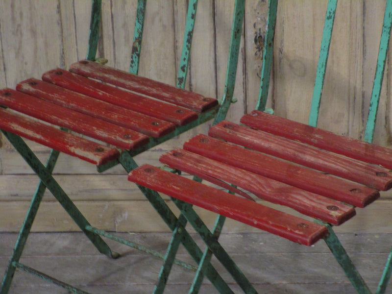 Pair of folding rustic bistro chairs – Chez Pluie