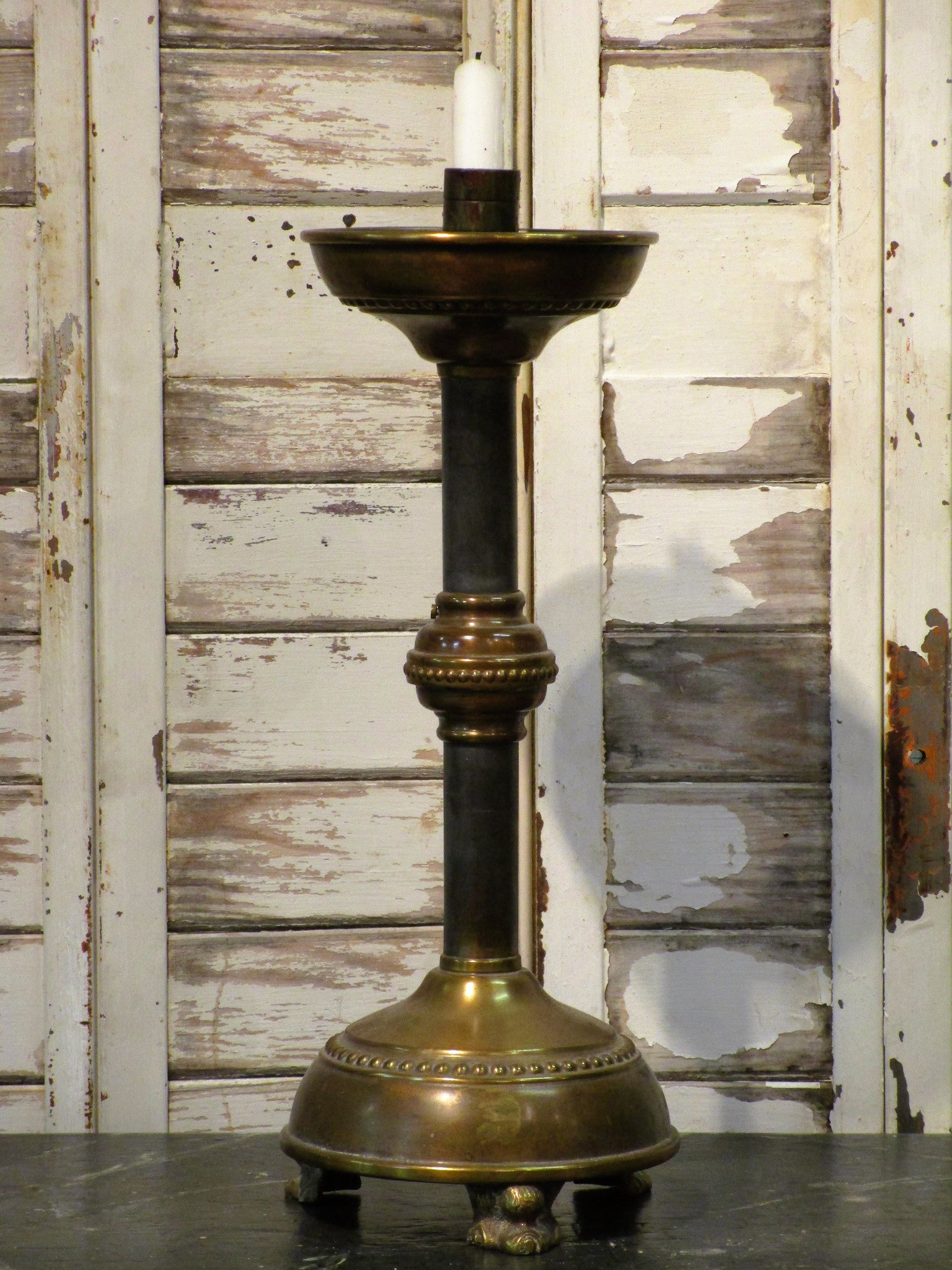 Antique French candlestick with bronze feet – Chez Pluie